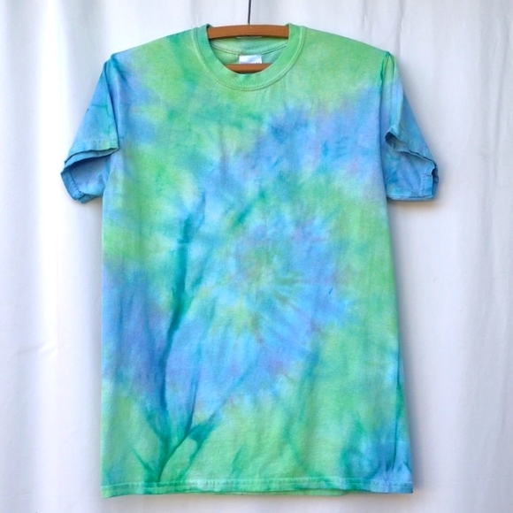 Gildan | Shirts | Handmade Green And Blue Tie Dyed Tshirt S | Poshmark